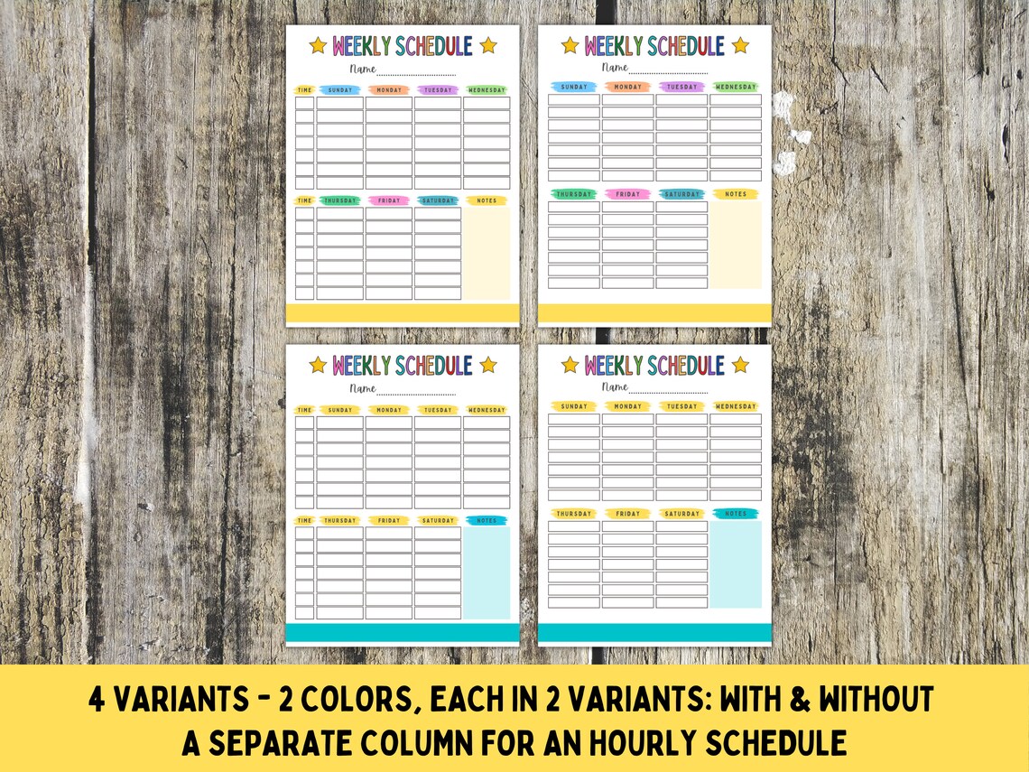 Editable Weekly Schedule for Kids, Printable Homeschool Weekly Schedule ...