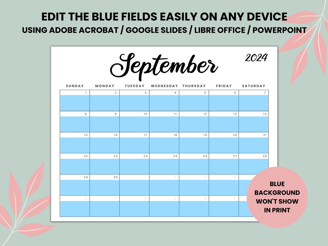 Editable 2023 Calendar, 2024 Calendar, 2024 Monthly Planner, Printable ...