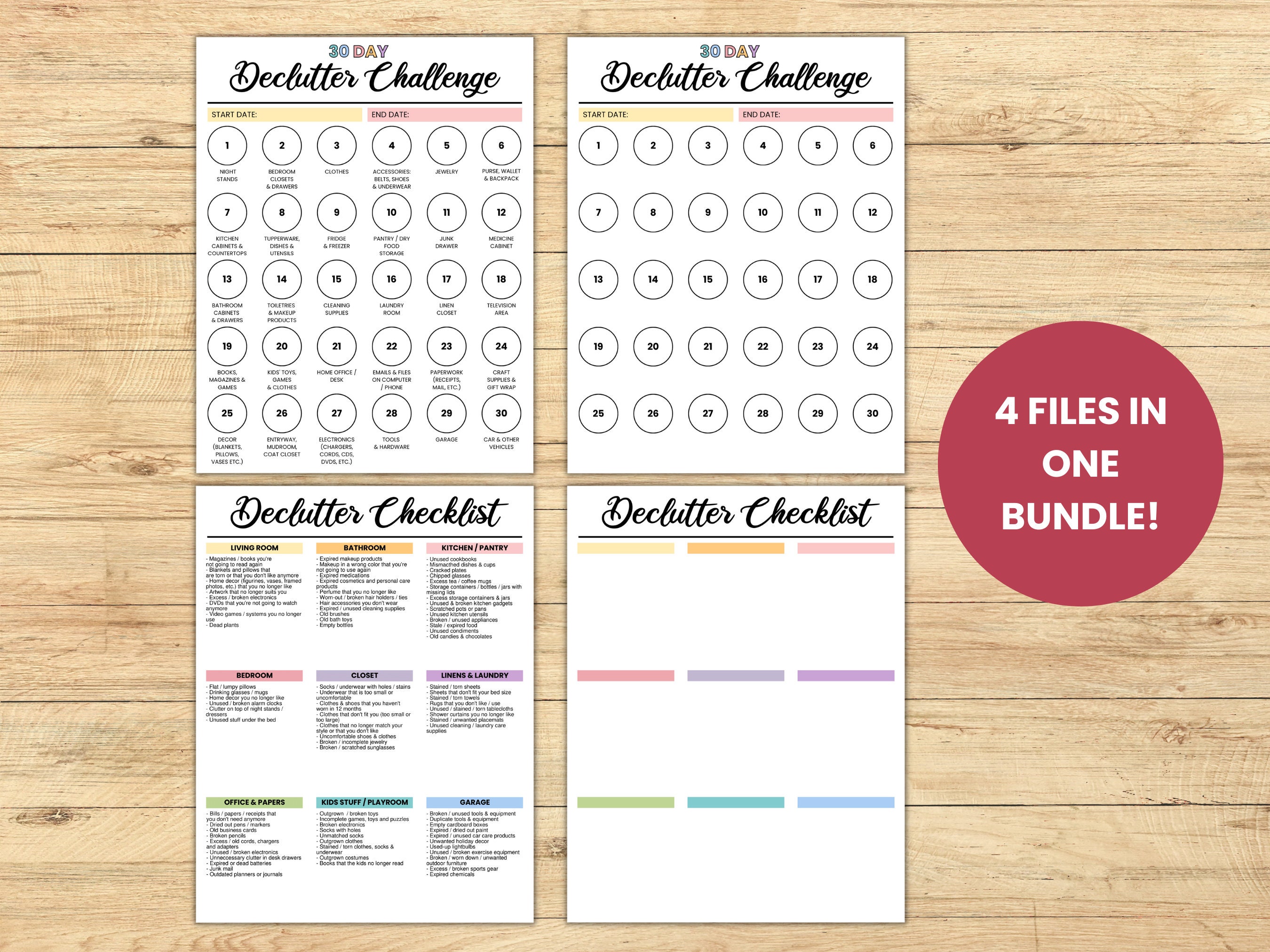 Printable Declutter Challenge, Editable 30 Day Challenge, Decluttering ...