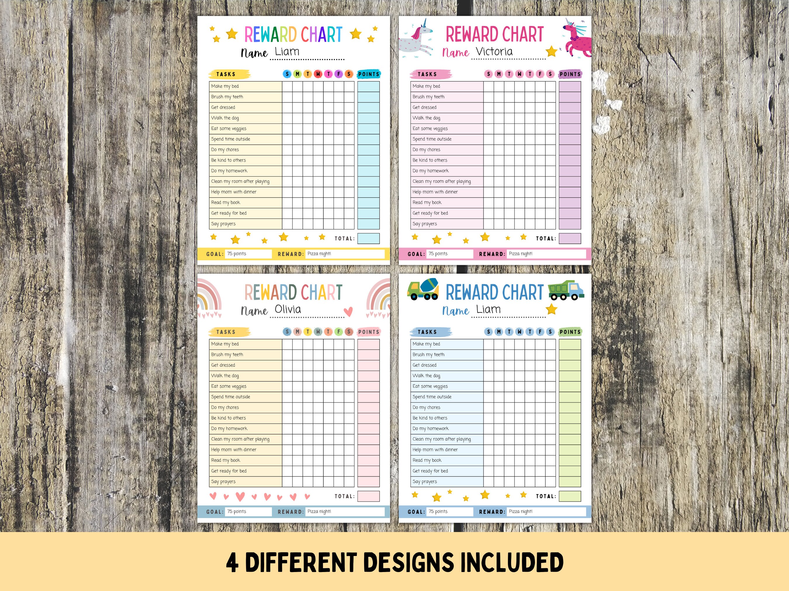 Reward Chart Printable, Toddler Reward Chart, Editable Reward Chart for ...