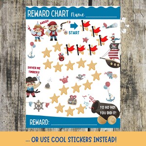Pirates Reward Chart for Kids, Printable Toddler Sticker Chart ...