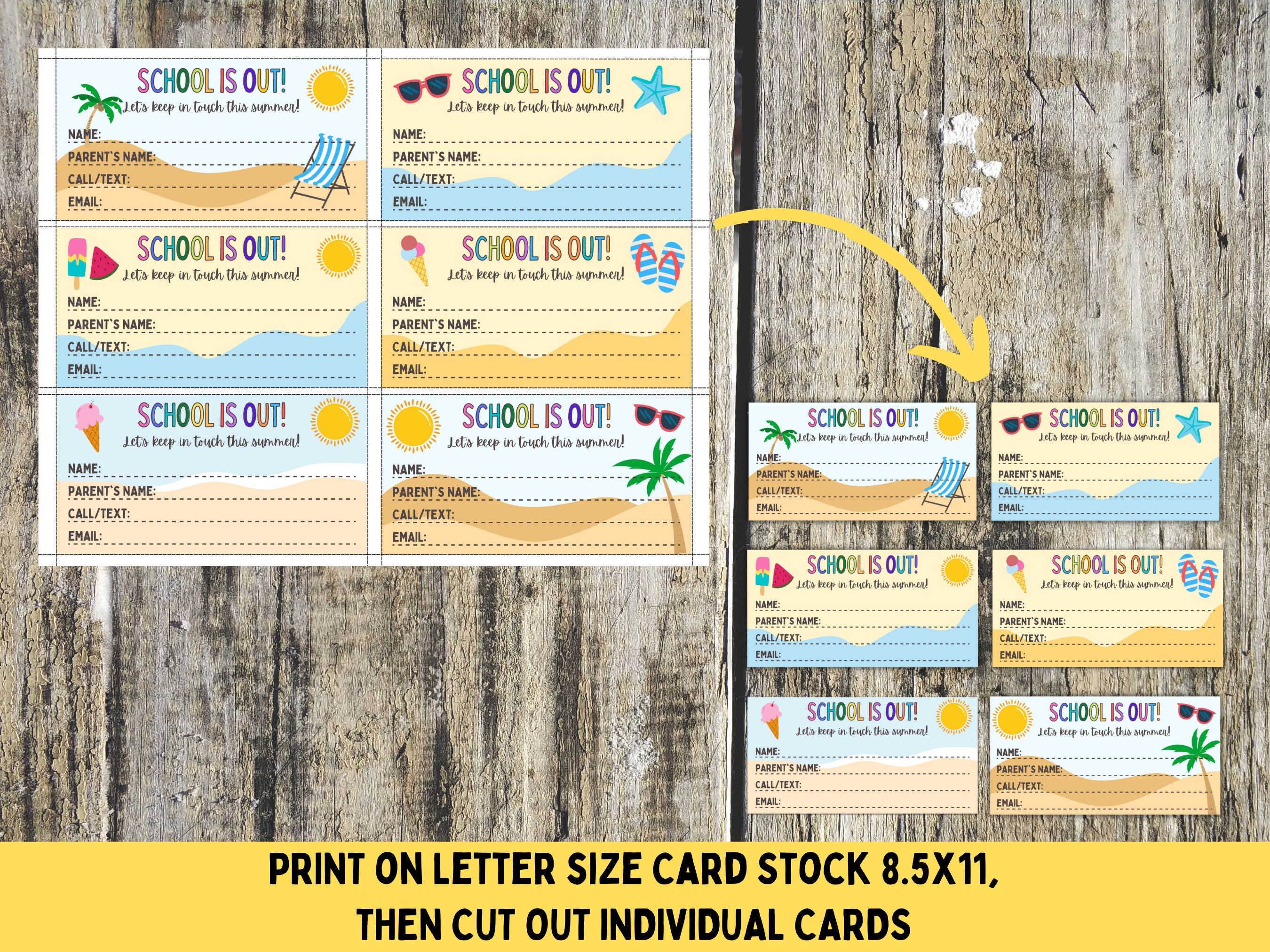 Printable Summer Contact Cards for Kids: Playdate Calling Cards (PDF ...