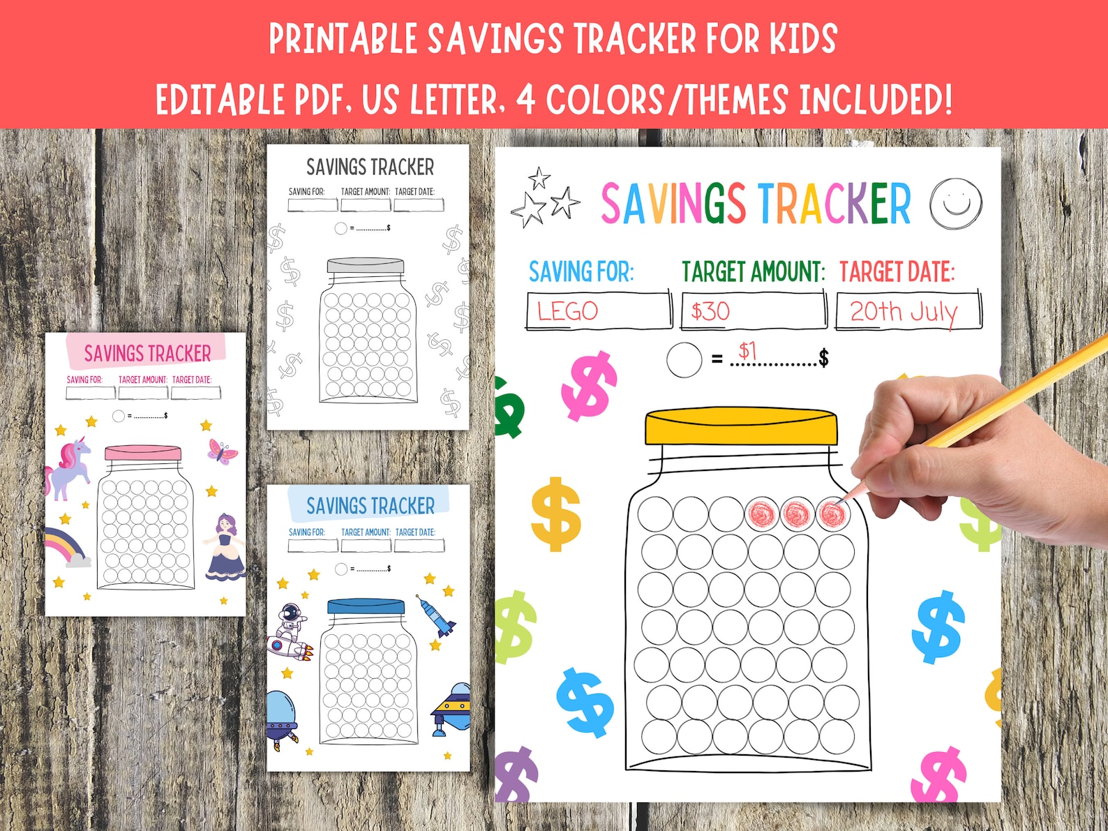 Kids Savings Tracker: Fun Budgeting Challenge (editable PDF) - Etsy