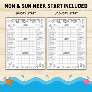2024 Summer Calendar, Coloring Summer Calendar Poster, Printable Kids ...