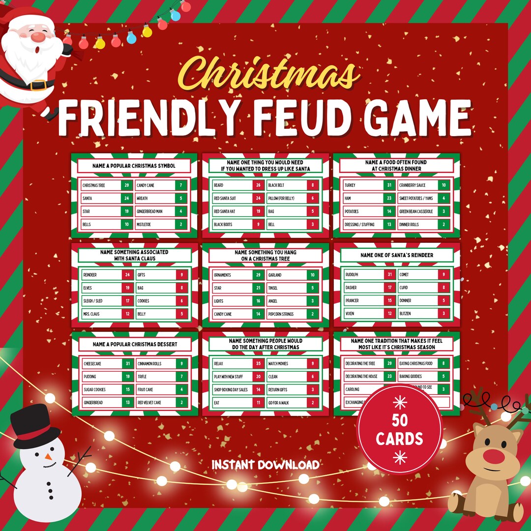Christmas Friendly Feud Game, Printable Christmas Games, Christmas ...