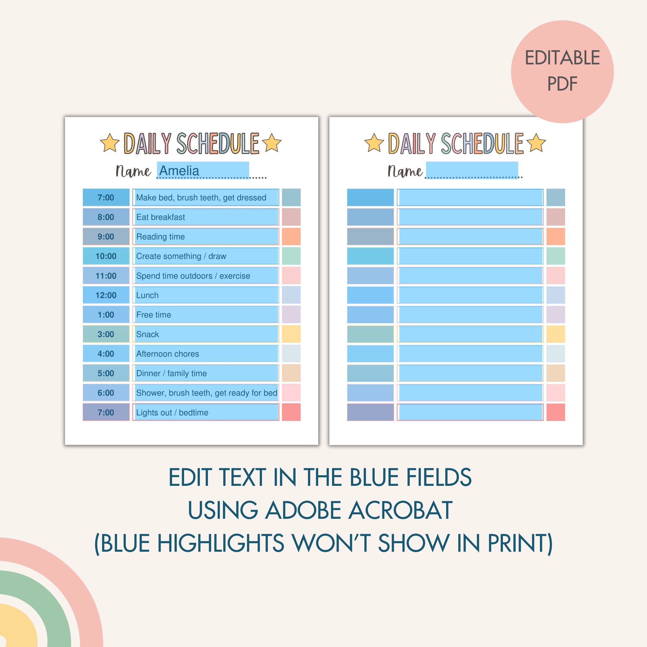 Kids Daily Schedule Printable: Boho Homeschool Planner (editable PDF ...