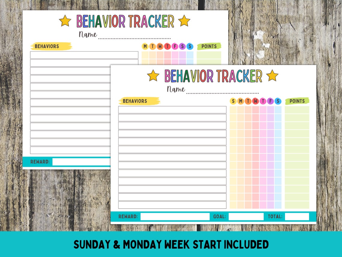 Kids Behavior Chart: Editable Reward Tracker (digital PDF) - Etsy