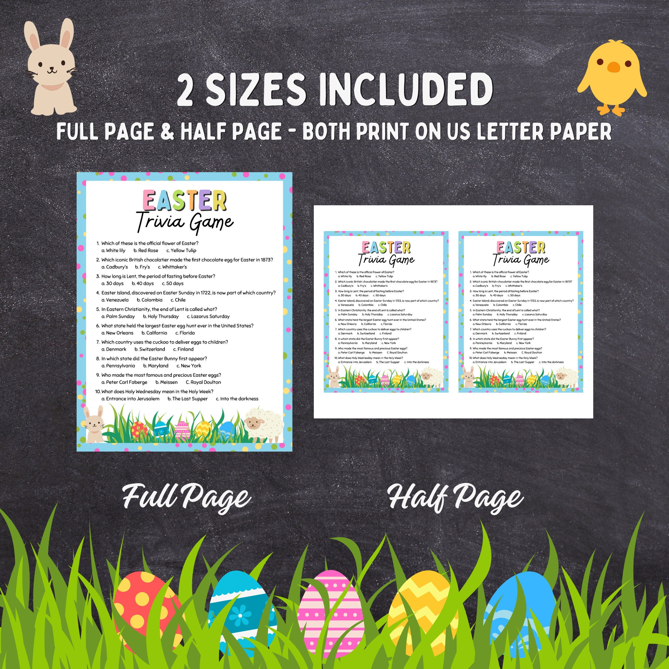 Easter Trivia Game, Printable Easter Game, Easter Activity for Kids ...