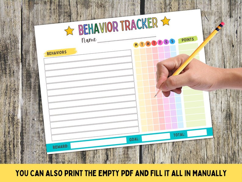 Kids Behavior Chart: Editable Reward Tracker (digital PDF) - Etsy
