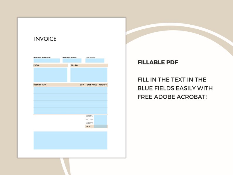 Invoice Template for Small Business, Printable, Digital Download ...