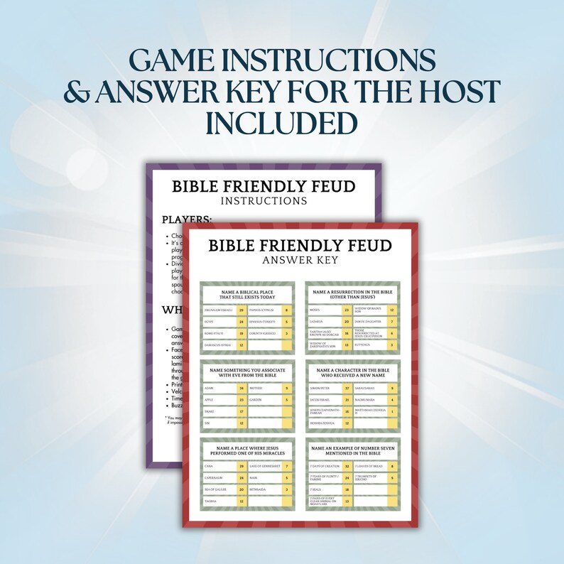 Bible Friendly Feud Game: Church Group Trivia (PDF Pattern) - Etsy