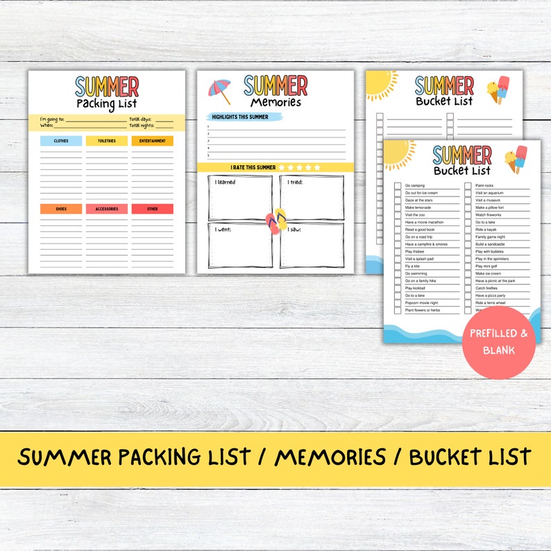 Printable Editable 2024 SUMMER Planner Bundle, Summer Checklist ...