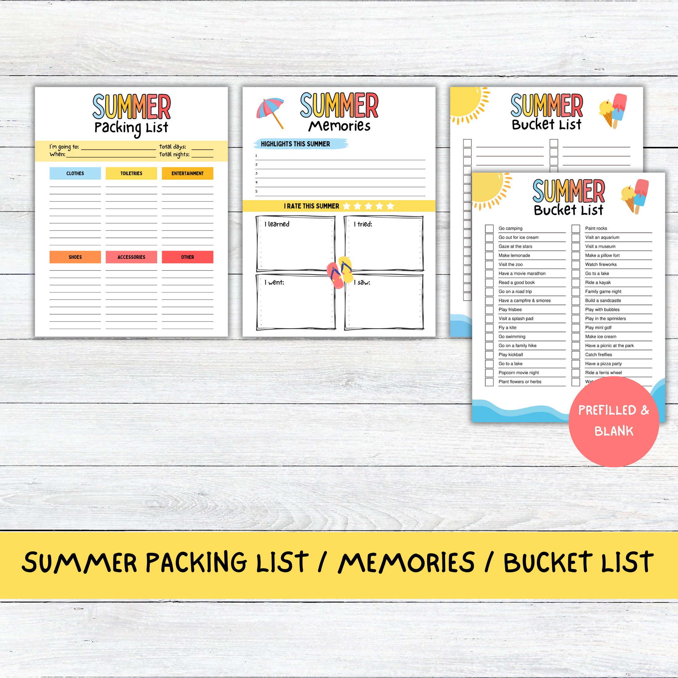 Printable Editable 2024 SUMMER Planner Bundle, Summer Checklist ...
