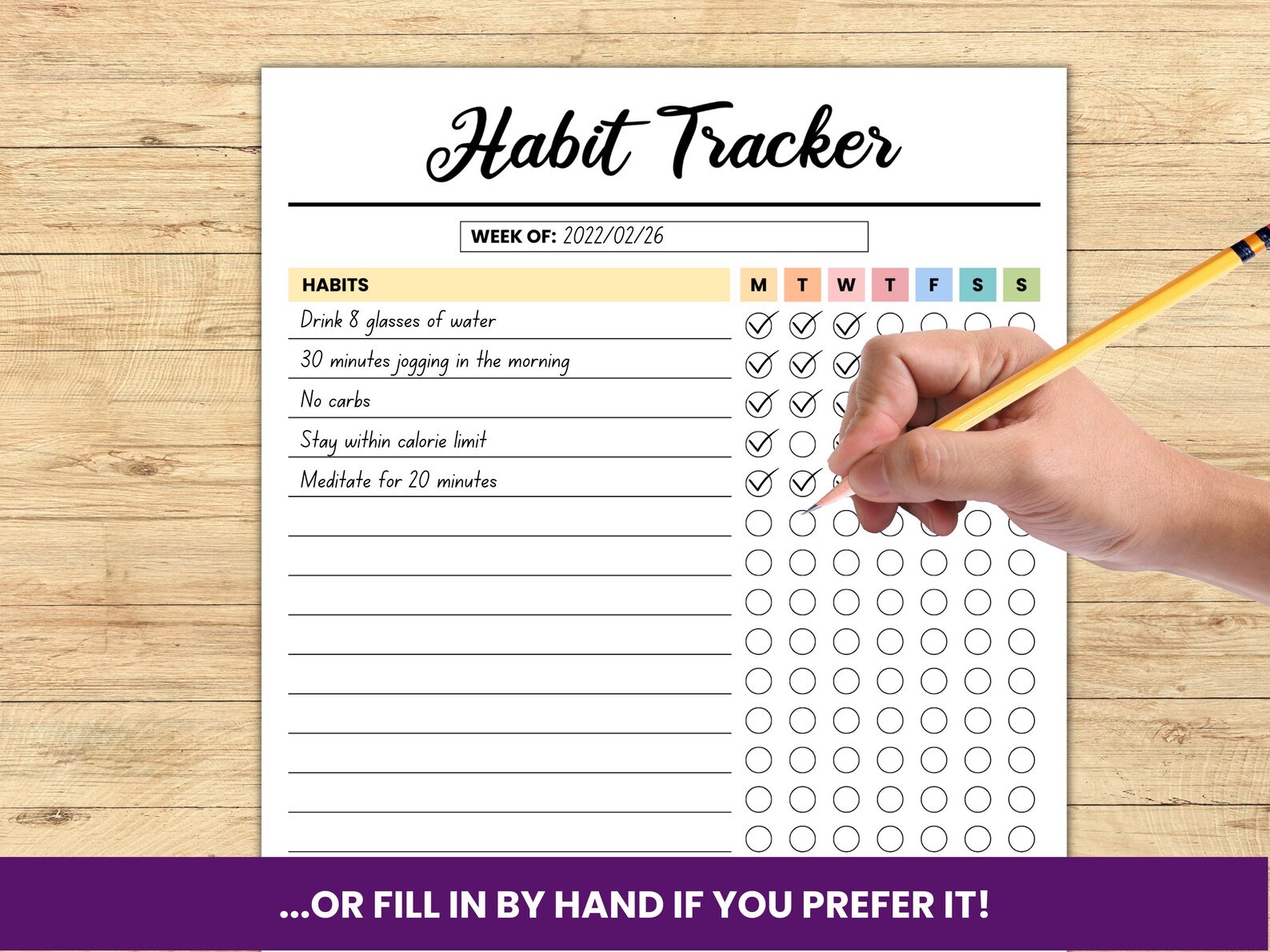 Weekly Habit Tracker Printable: Editable Fillable PDF Template - Etsy
