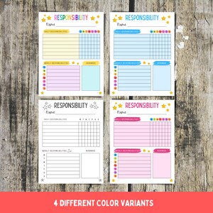 Printable Kids Chore Chart: Editable Responsibility Chart (digital PDF ...