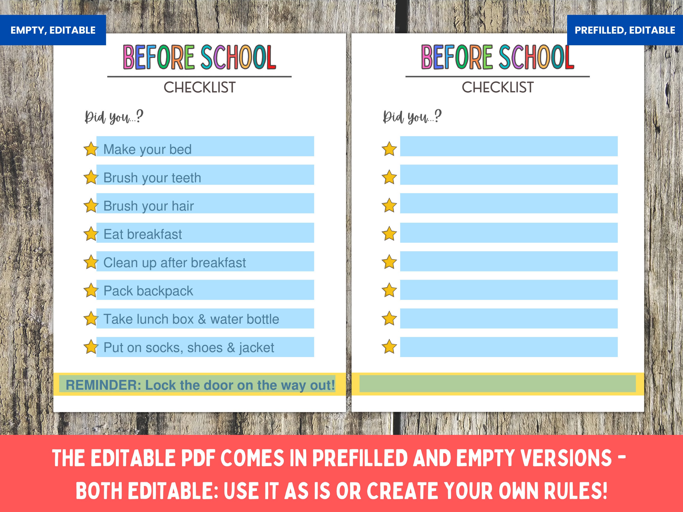 Kids Routine Checklist: Before/after School & Bedtime (printable PDF ...