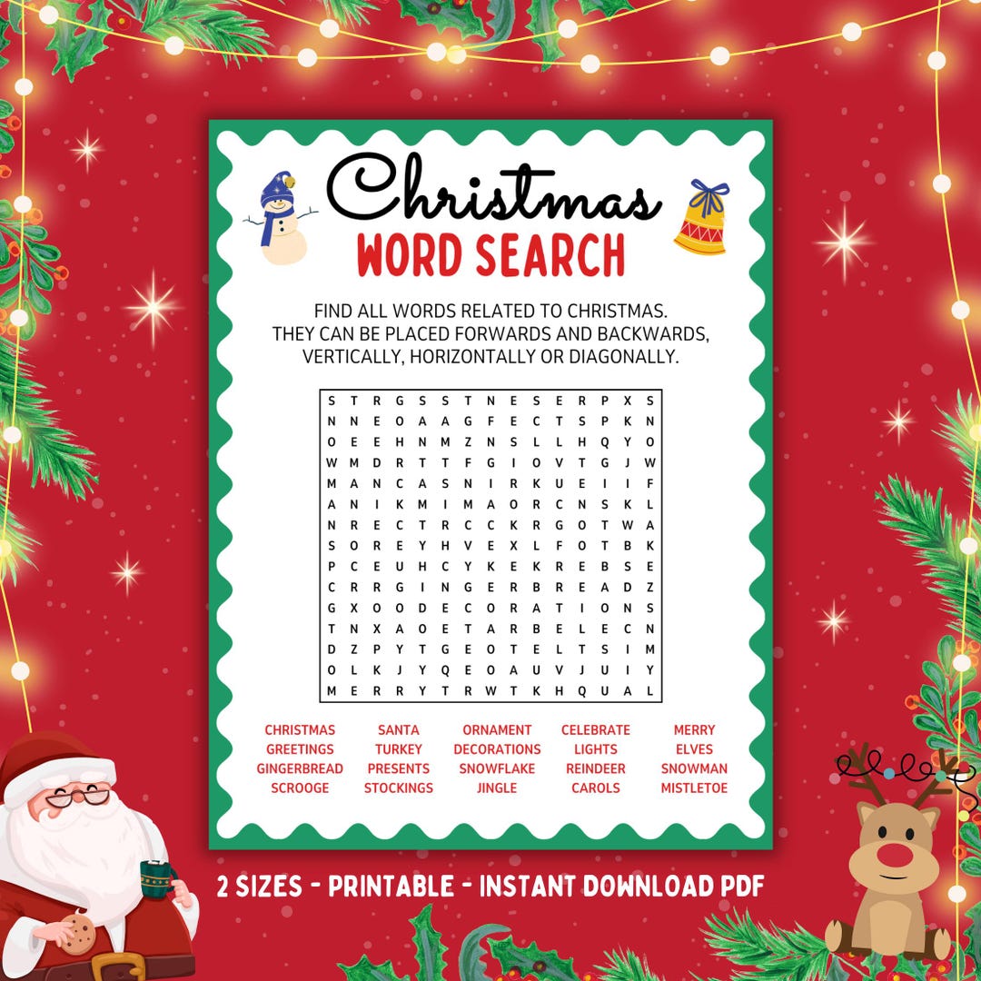 Christmas Word Search Game | Printable Christmas Game | Christmas Party ...