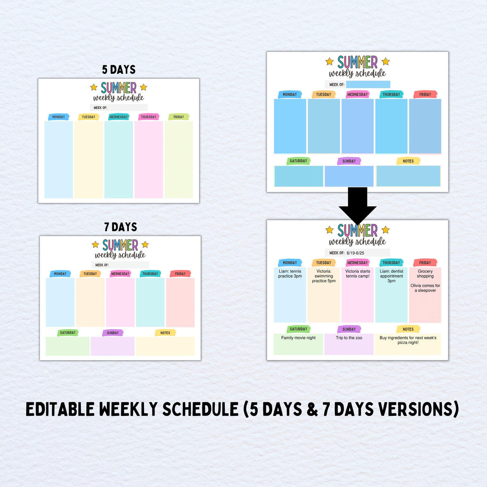 Printable 2024 Kids Summer Planner, Editable Summer Schedule, Bucket ...