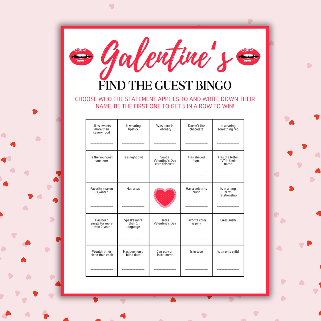 Galentines Day Find the Guest Bingo Game, Galentines Day Bingo ...