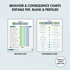 Editable Kids Chore Charts, Allowance Tracker, Schoolday Routine, Daily ...