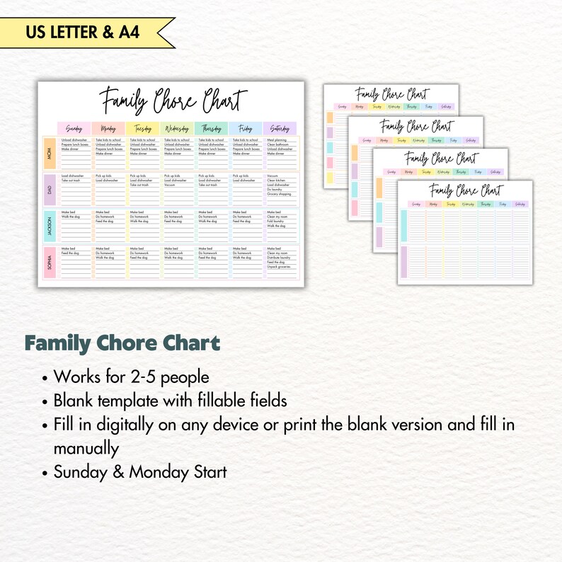 Editable Cleaning Planner Bundle: Chore Chart & Schedules (canva ...