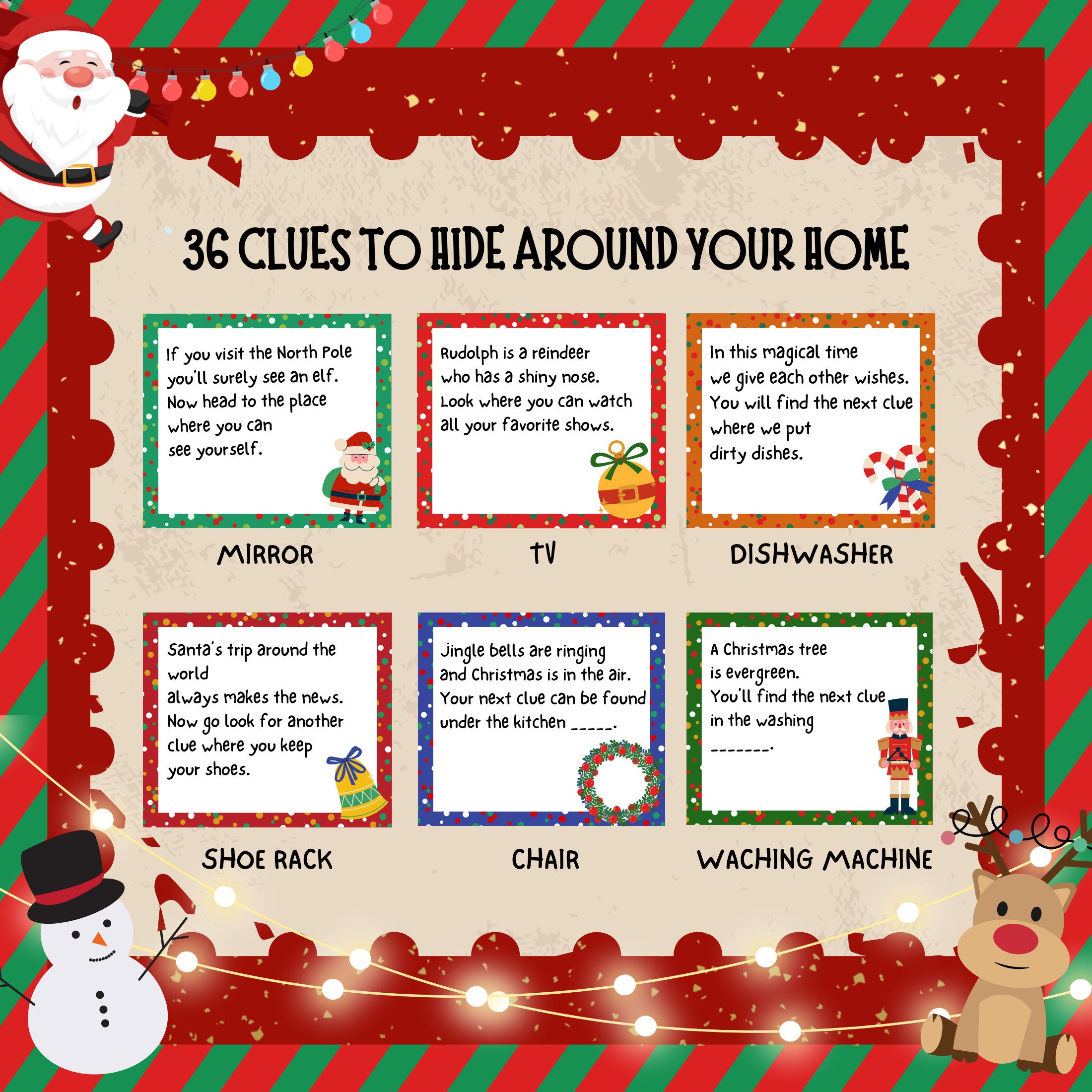 Adivinanzas de búsqueda del tesoro navideña, juegos navideños ...