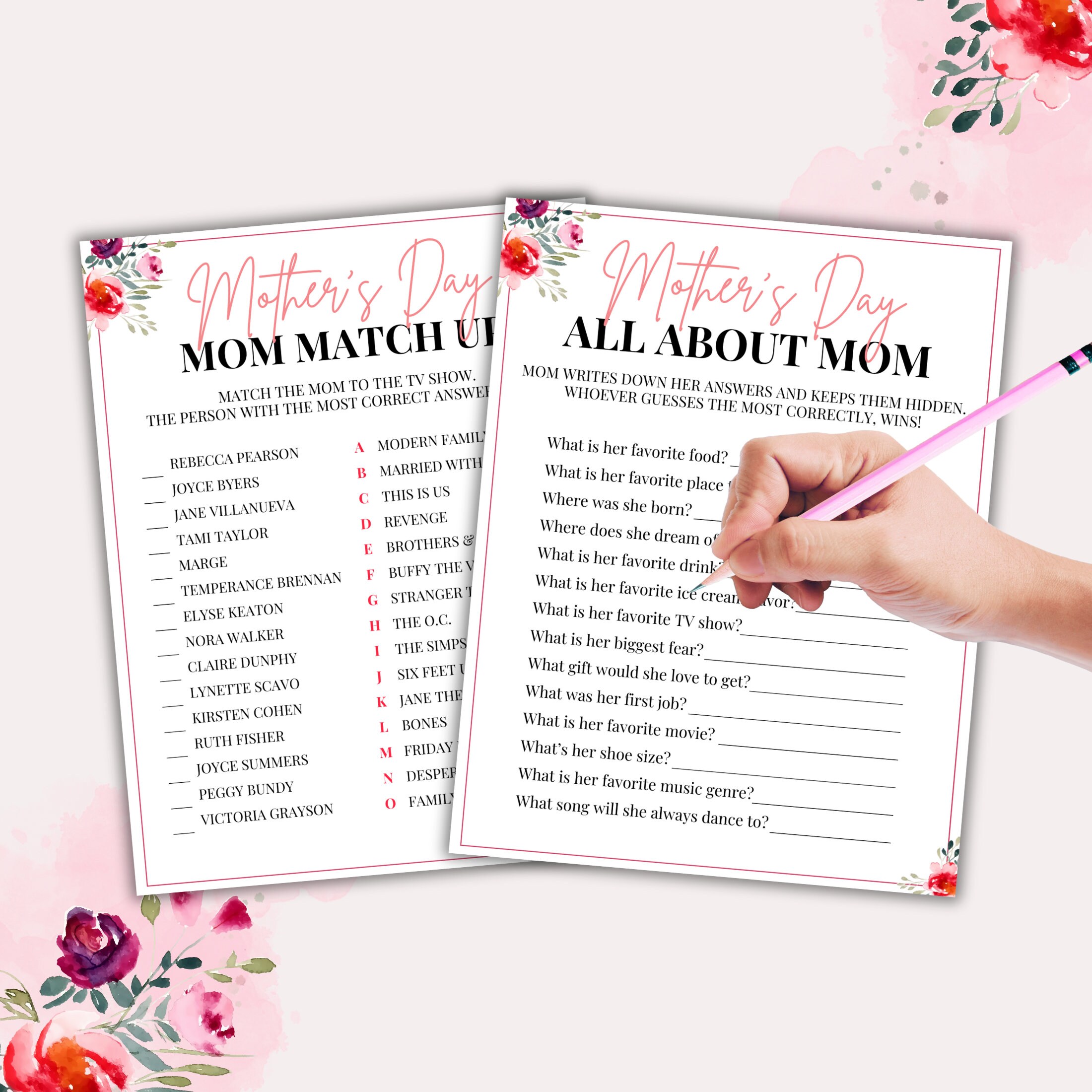 Mothers Day Game Bundle, 10 Printable Mothers Day Games, Mothers Day ...