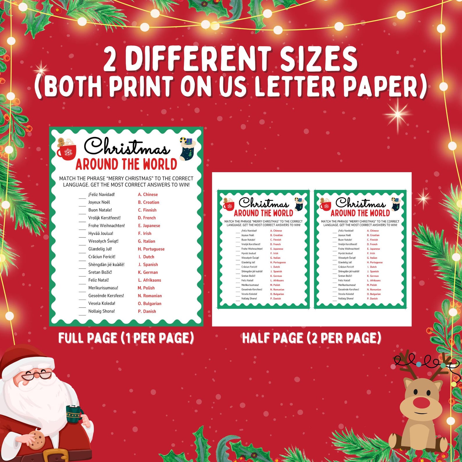 Christmas Around the World Game, Across the World Game, Printable ...