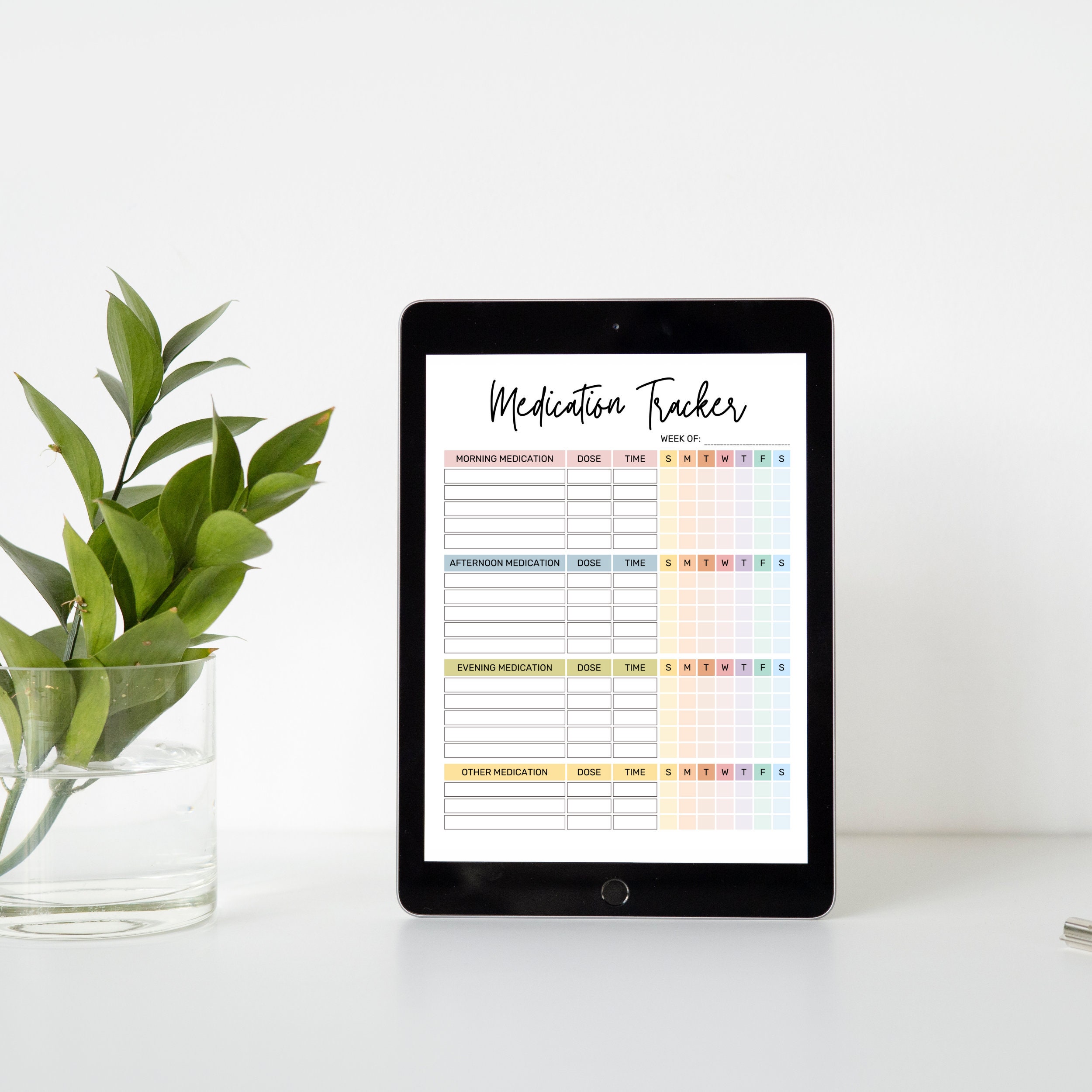 Weekly Medication Tracker: Boho Supplement Log (editable PDF) - Etsy