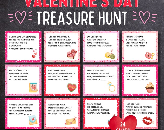 Valentine Scavenger Hunt, Valentine's Party Game, Valentines Treasure ...