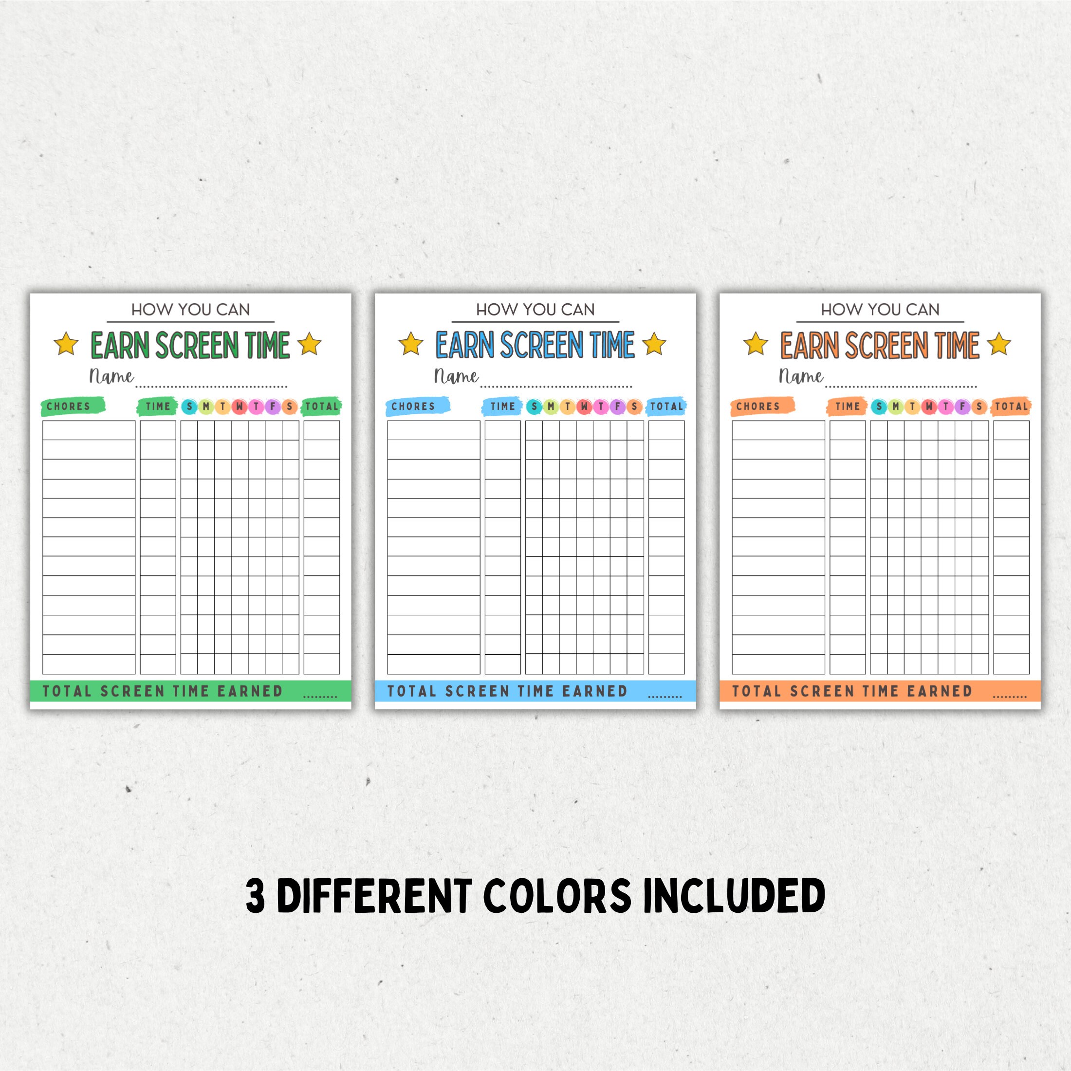 Printable Screentime Checklist, Editable Kids Screen Time Chart, Earn ...