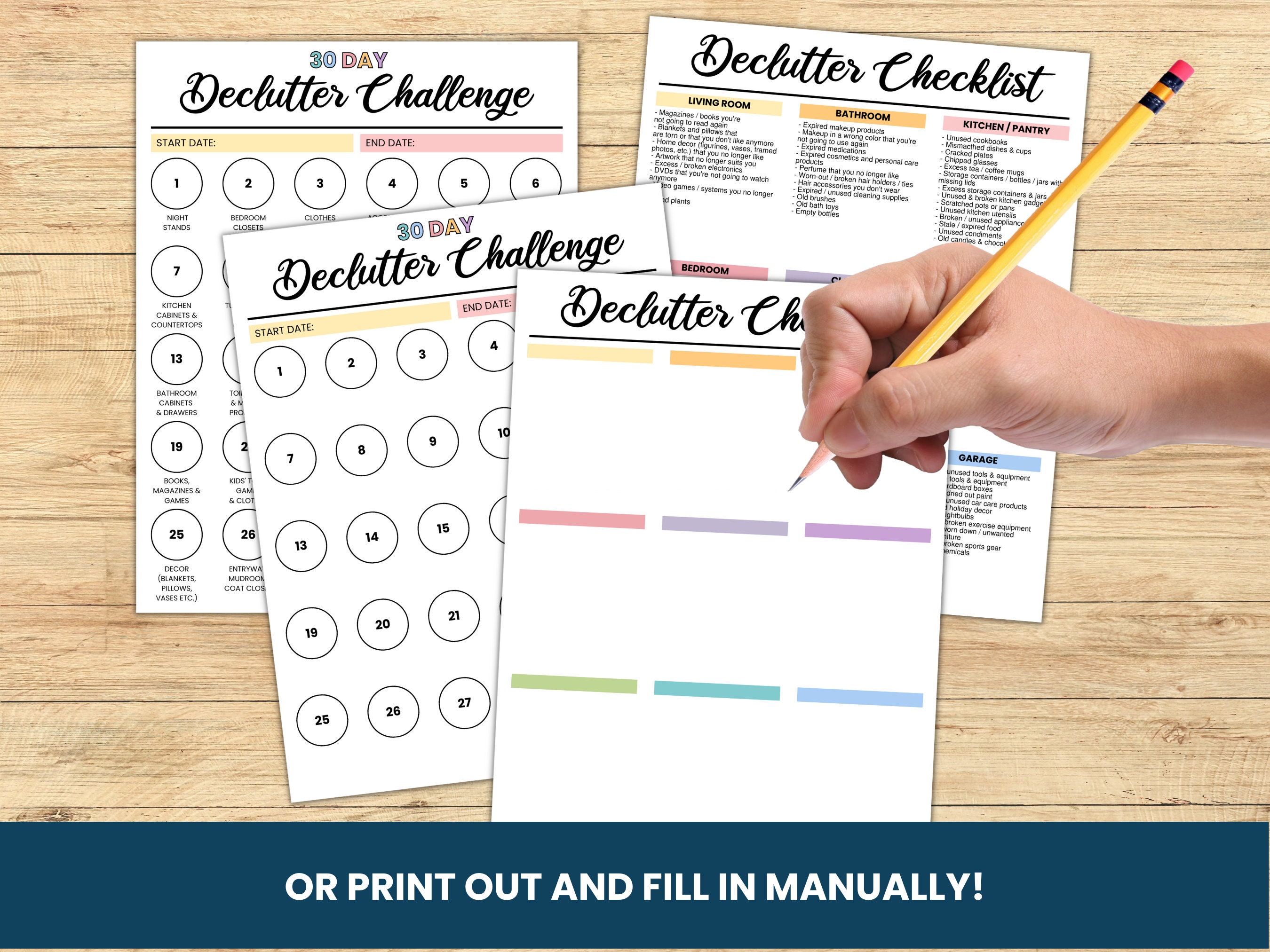 Printable Declutter Challenge, Editable 30 Day Challenge, Decluttering ...