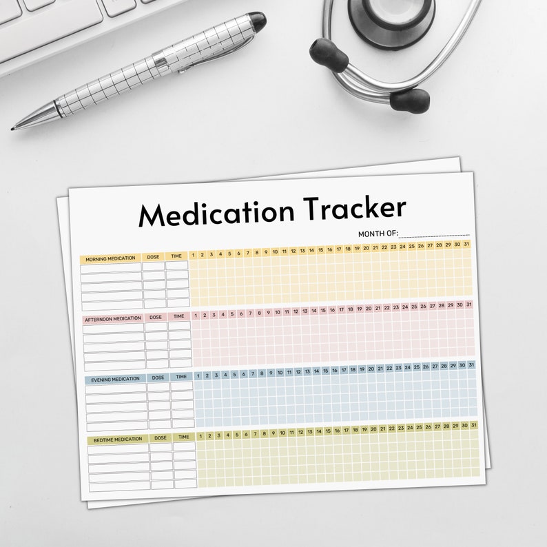 Boho Monthly Medication Tracker: Printable Medicine & Supplement Log ...