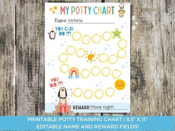 Potty Reward Chart Printable Potty Training Chart Toilet - Etsy