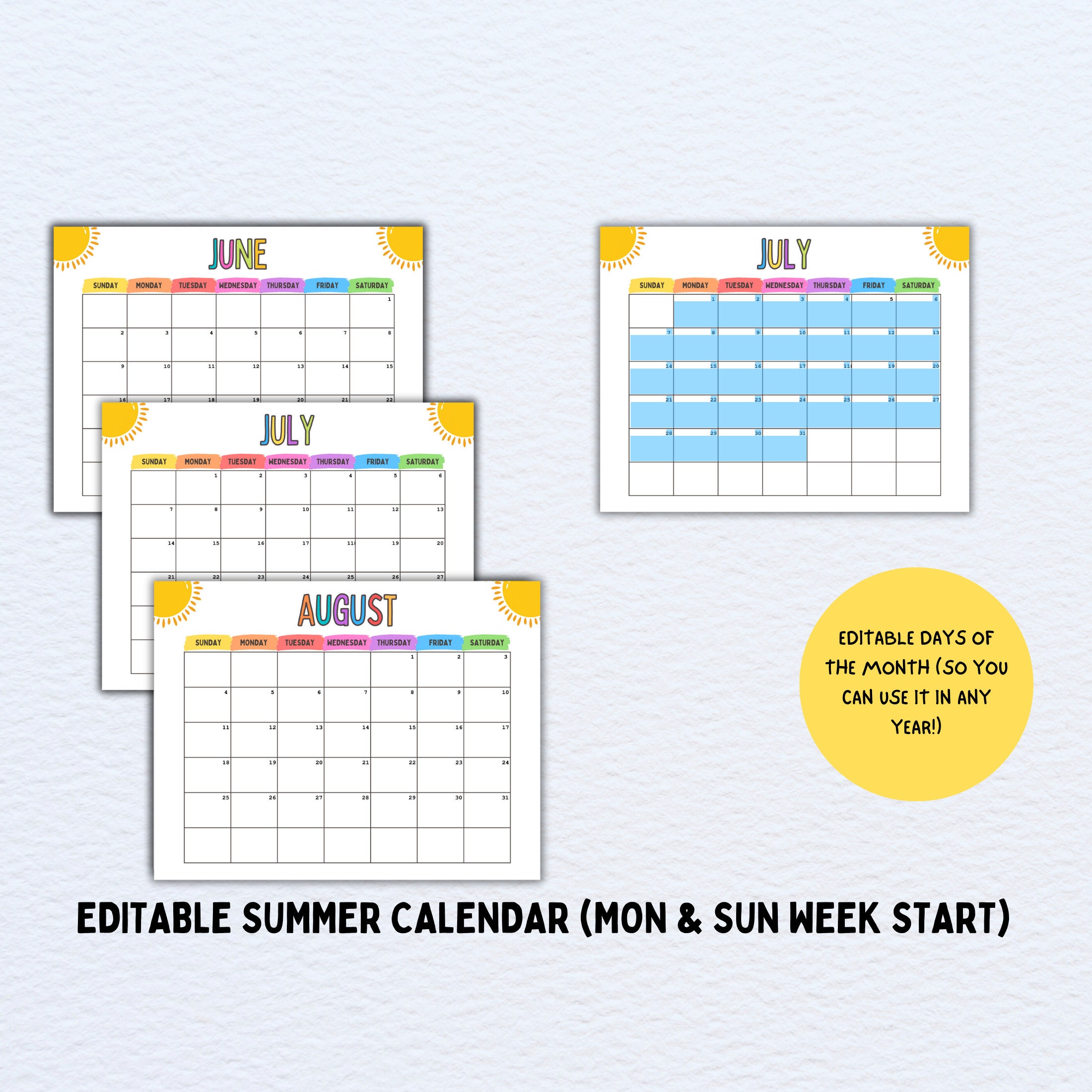 Printable 2024 Kids Summer Planner, Editable Summer Schedule, Bucket ...