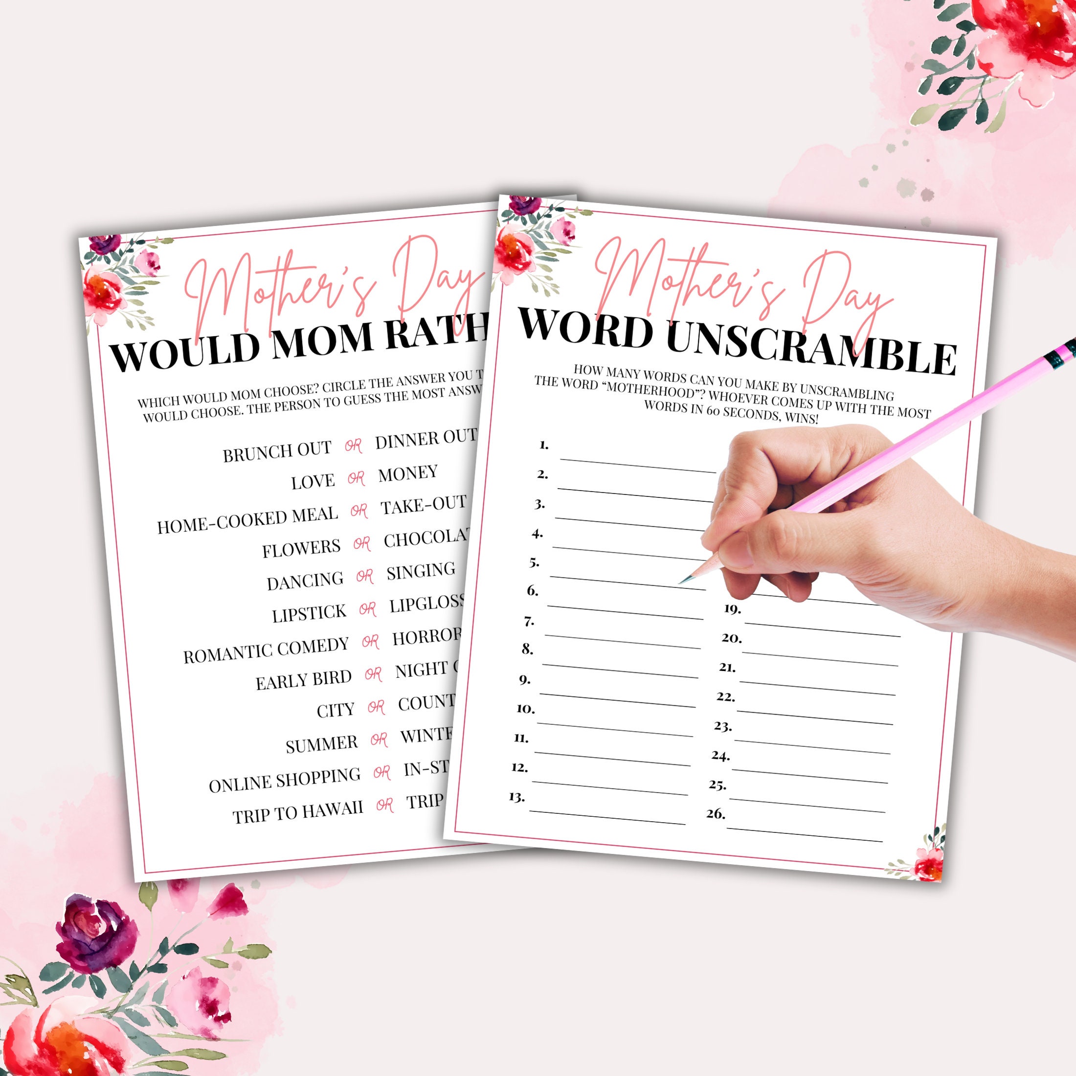 Mothers Day Game Bundle, 10 Printable Mothers Day Games, Mothers Day ...