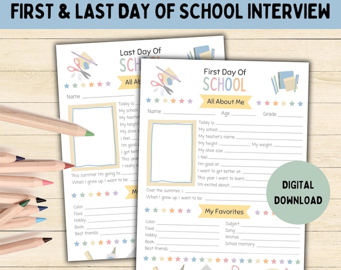 First and Last Day of School Printable, Back to School Questionnaire ...