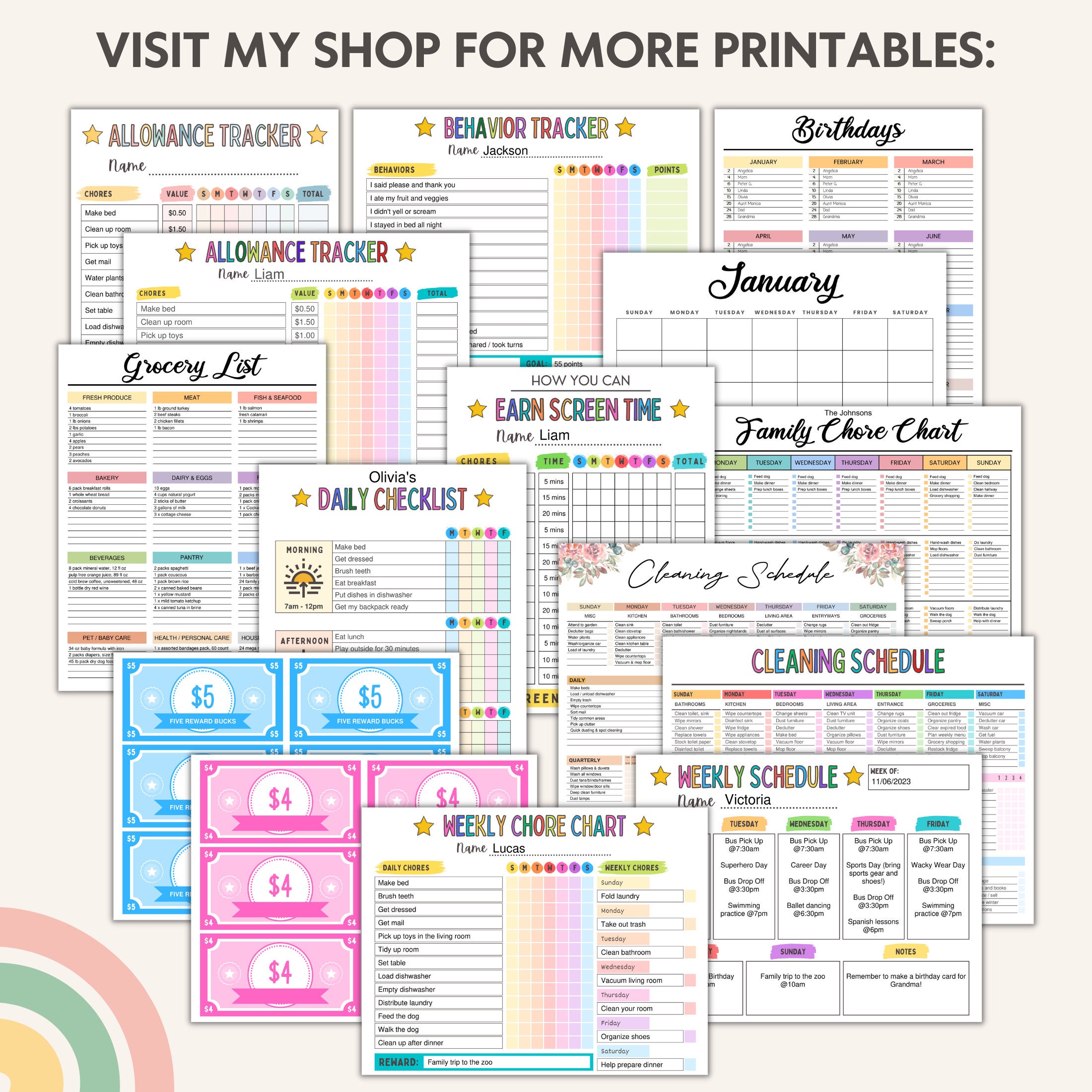 Editable Kids Daily Checklist: Boho Pastel Chore Chart (PDF) - Etsy