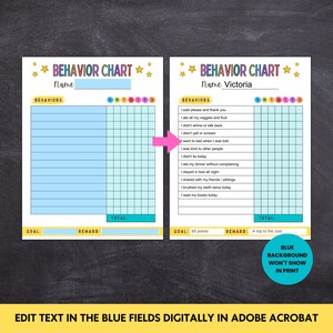 Editable Behavior Chart for Kids, Printable Behavior Chart, Toddler ...