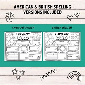 I Love My Dad, Printable Father's Day Gift From Kids, Father's Day Card ...