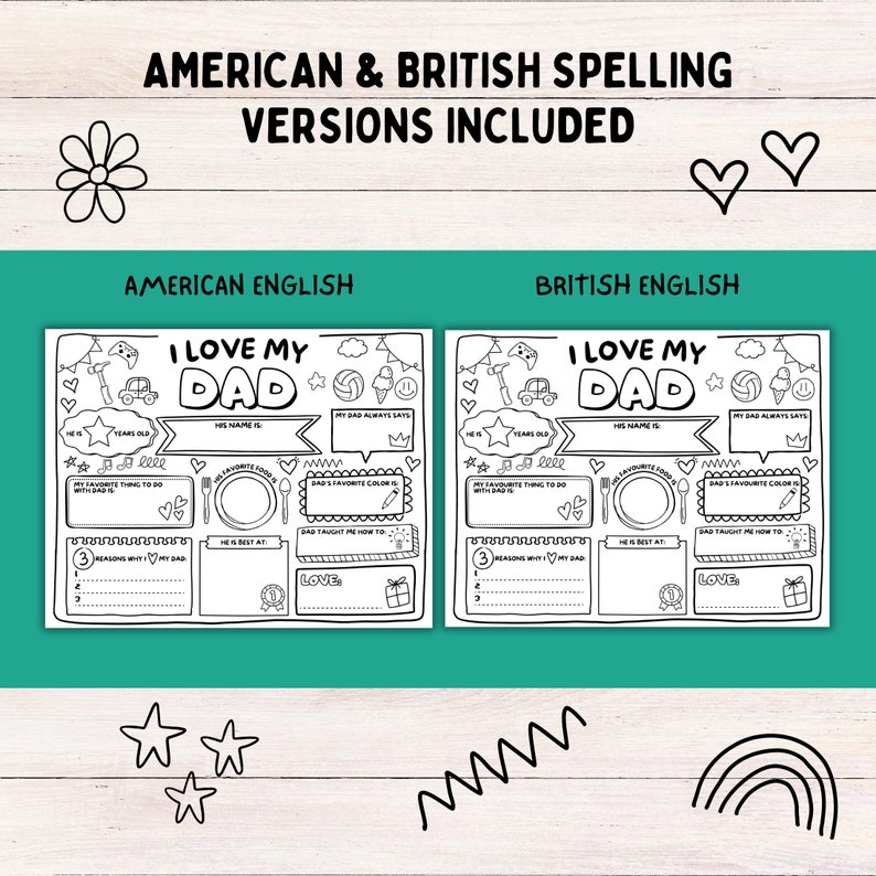 I Love My Dad, Printable Father's Day Gift From Kids, Father's Day Card ...