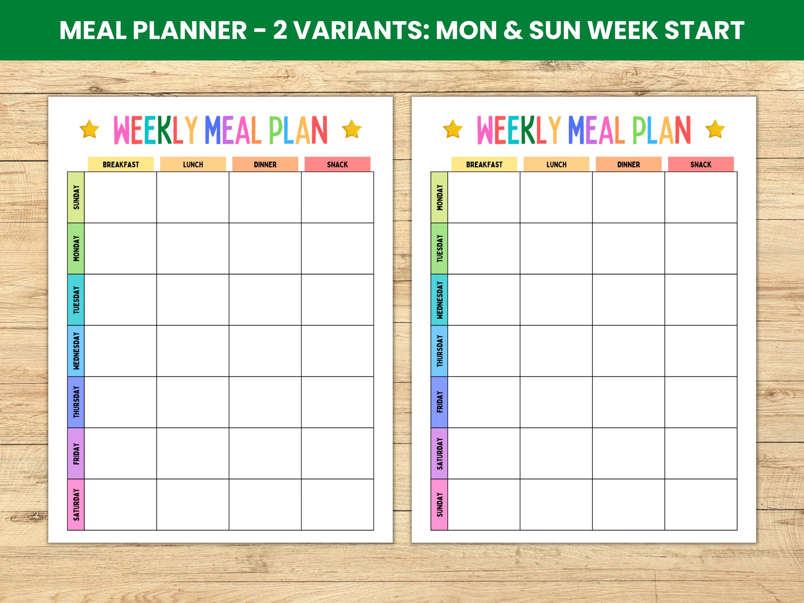 Editable Weekly Meal Planner & Grocery List, Printable, Meal Prep ...