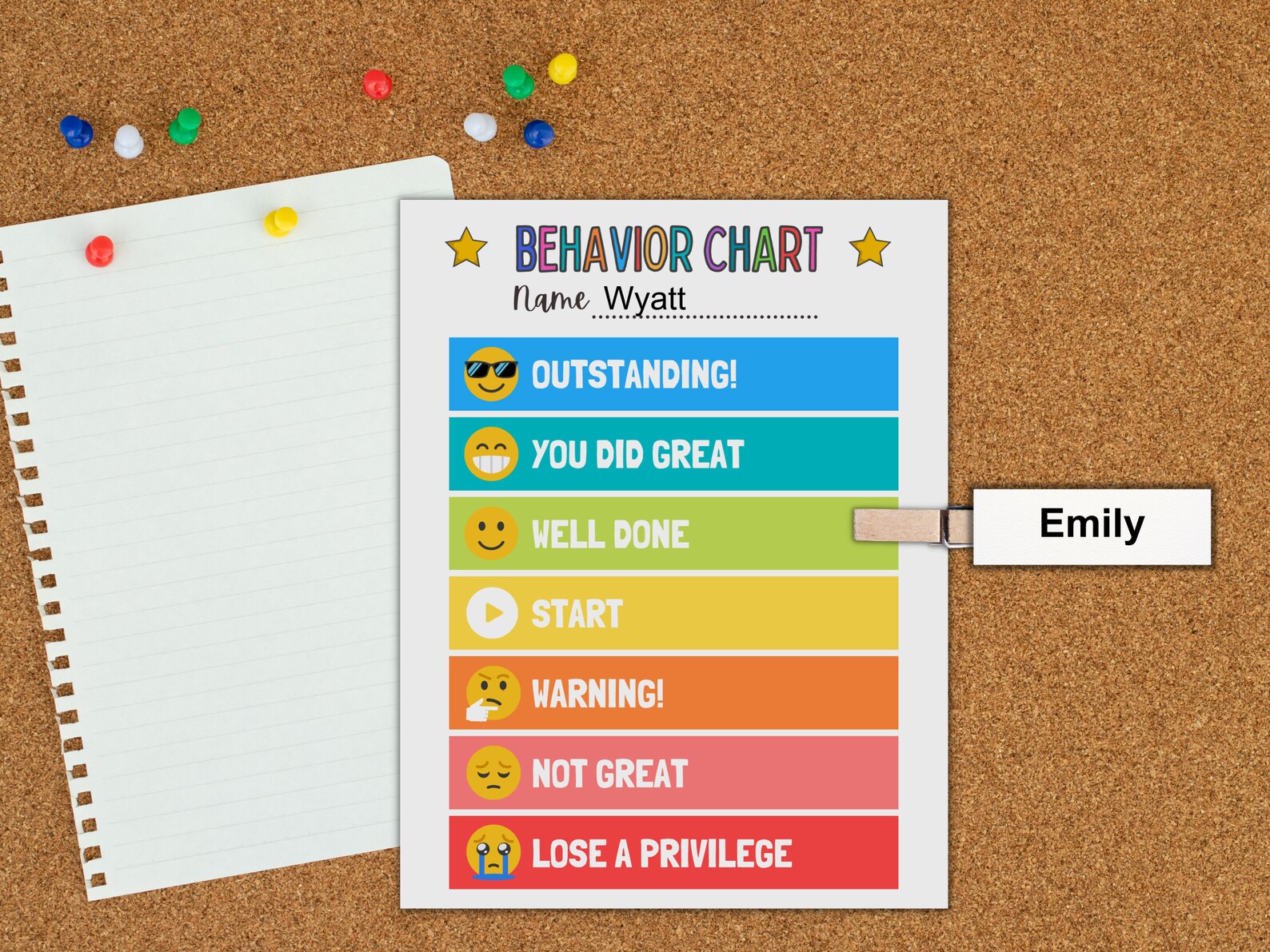 Printable Behavior Chart, Colorful Behavior Chart for Kids, Classroom ...