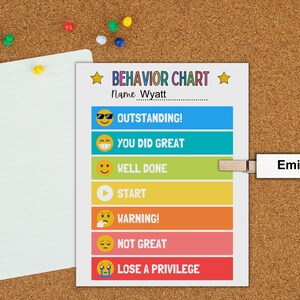 Printable Behavior Chart, Colorful Behavior Chart for Kids, Classroom ...