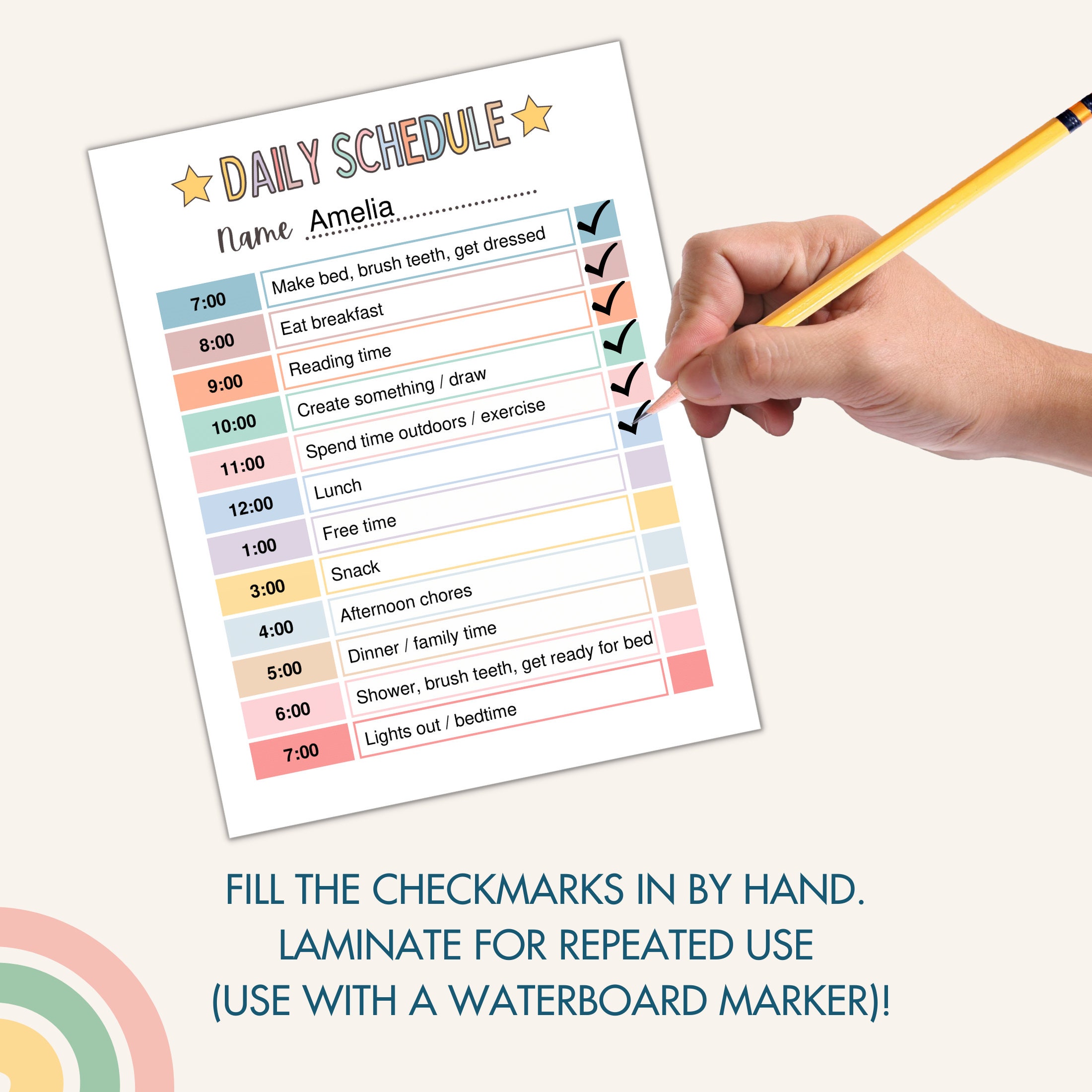 Kids Daily Schedule Printable: Boho Homeschool Planner (editable PDF ...