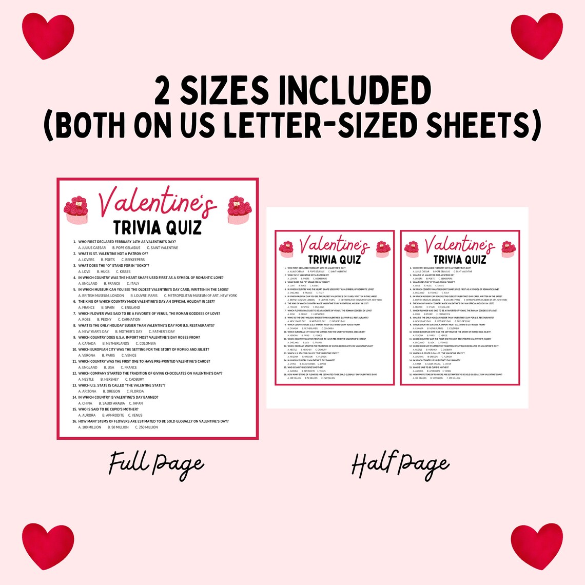 Valentines Day Trivia Game, Valentines Day Trivia Quiz, Valentine Day ...