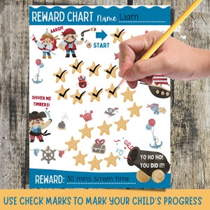 Pirates Reward Chart for Kids, Printable Toddler Sticker Chart ...