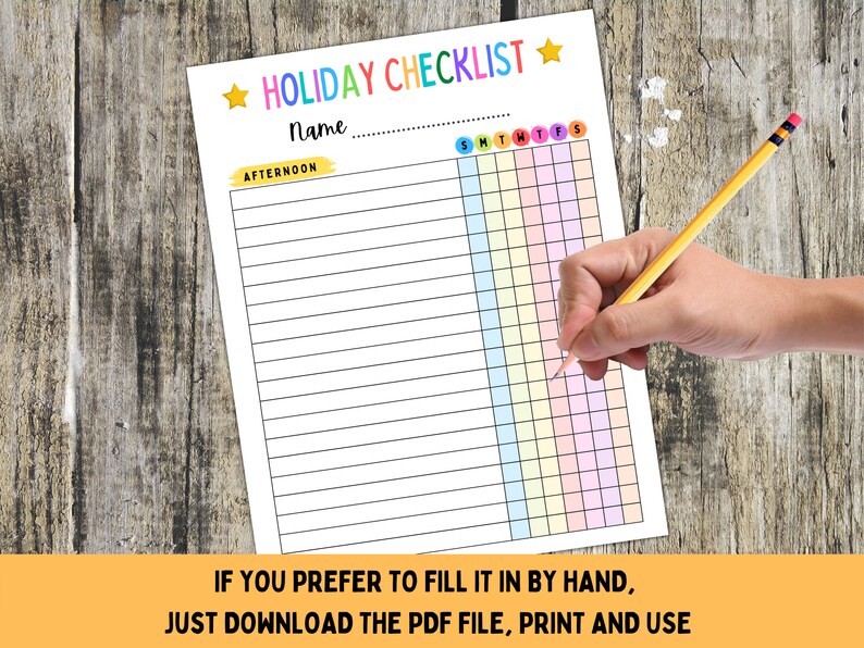 Printable Kids Checklists Daily, Weekend, Holiday, Schoolday Checklist ...