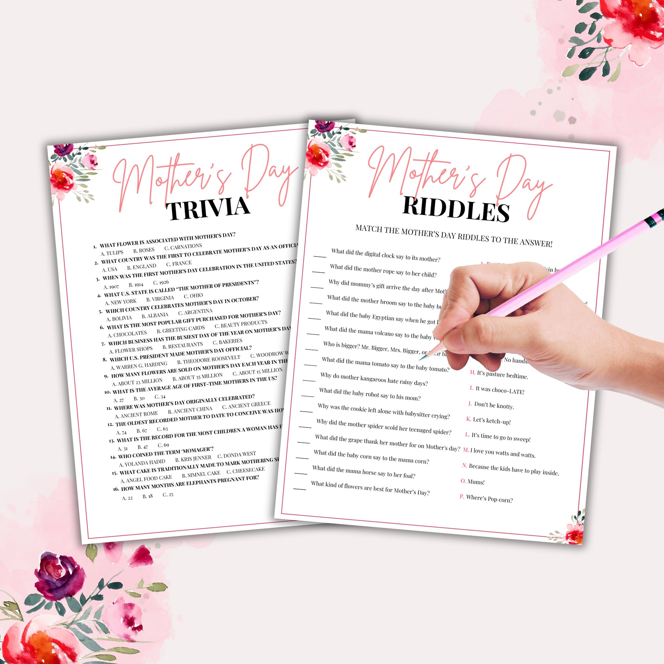 Mothers Day Game Bundle, 10 Printable Mothers Day Games, Mothers Day ...