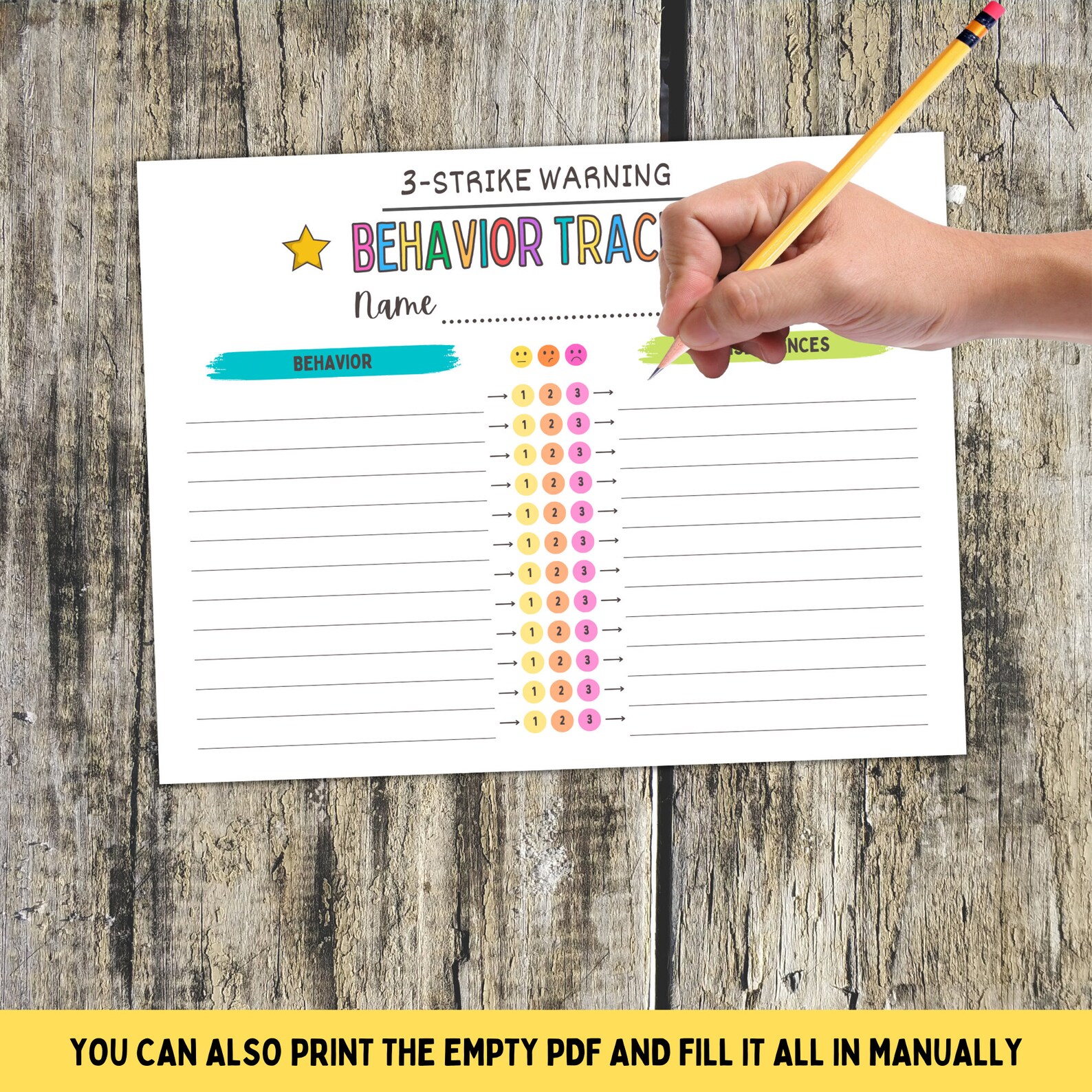 3 Strike Behavior Chart, Editable Behavior Chart for Kids, Kids ...